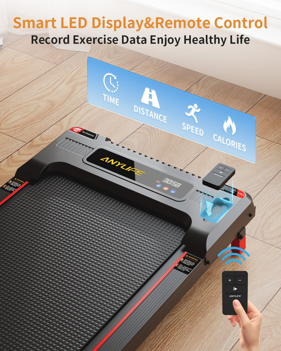 Anylife Portable Incline Walking Pad - 330lb Capacity, 2.5HP Under Des